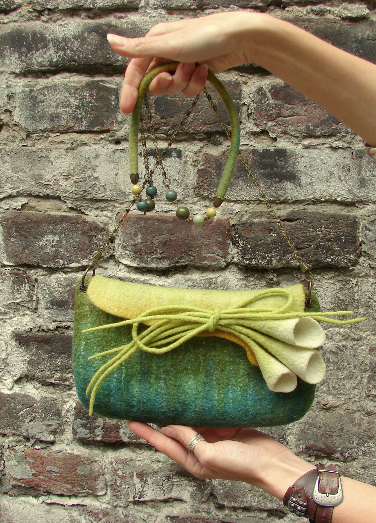 Elegant Felted Bag Wool Felt Bag Unigue Wool Purse Handmade Felted ...
