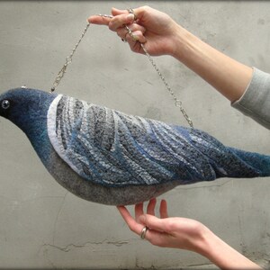 Wool Felted Crow Bag Handmade Purse Felted Animal Clutch Wool Bird Bag ...