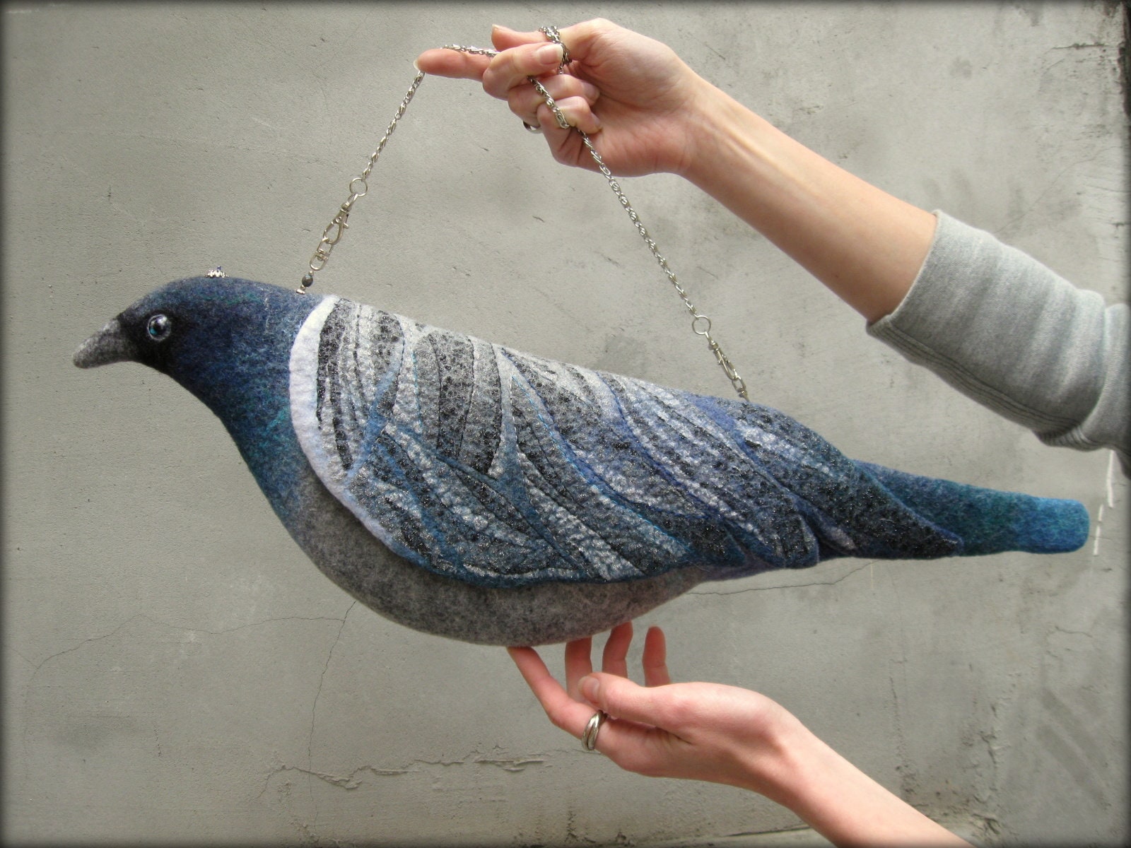 Wool Felted Crow Bag Handmade Purse Felted Animal Clutch Wool Bird Bag ...