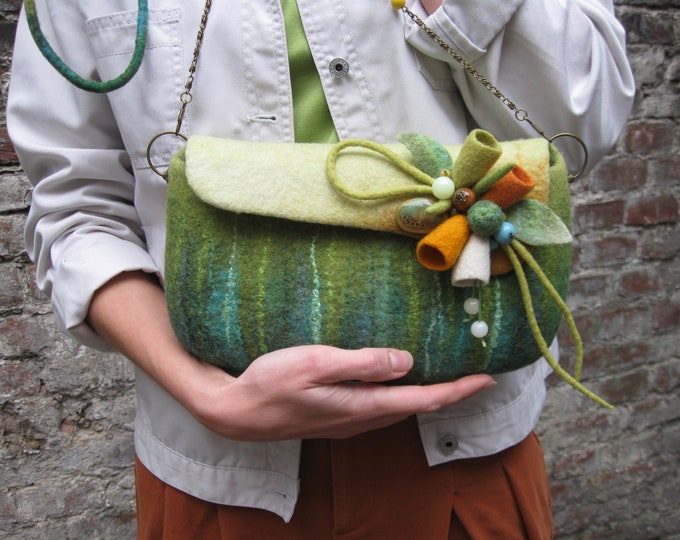 Wool Felted Bag Elegant Wool Felt Bag Unigue Wool Purse Felted Clutch ...