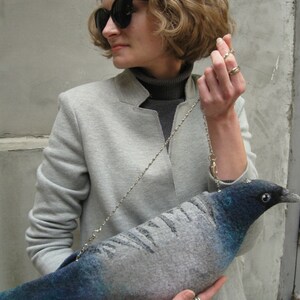 Wool Felted Crow Bag Handmade Purse Felted Animal Clutch Wool Bird Bag ...