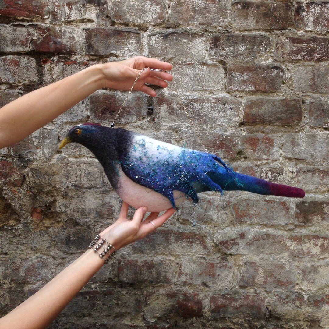 Wool Felted Magpie Bird Bag Handmade Purse Felted Animal Clutch Art ...