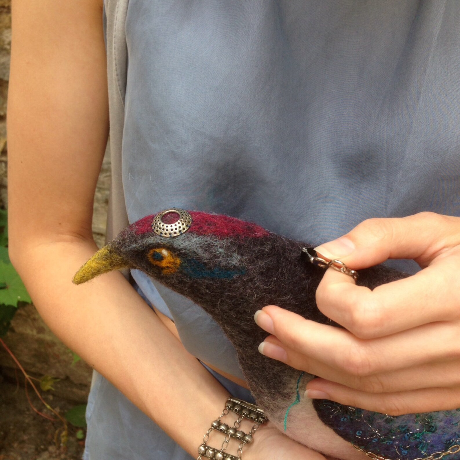 Wool Felted Magpie Bird Bag Handmade Purse Felted Animal Clutch Art ...