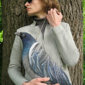 Wool Felted Crow Bag Handmade Purse Felted Animal Clutch Wool Bird Bag ...