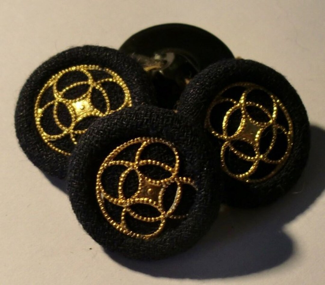 3 Buttons Gold Thread 2.2cm Elegant Vintage Jacket Neckline Button ...