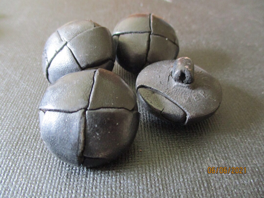 4 Vintage Leather Buttons, 2.7 Cm, Black-brown, Traditional Buttons ...