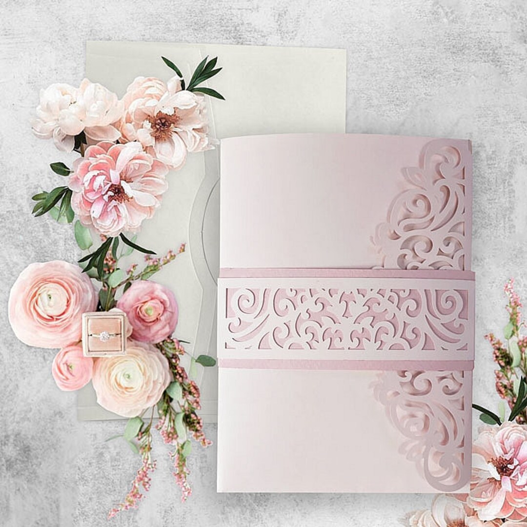 Wedding Invitations Filigree Laser, Mass-dyed Paper, Openwork Band - Etsy