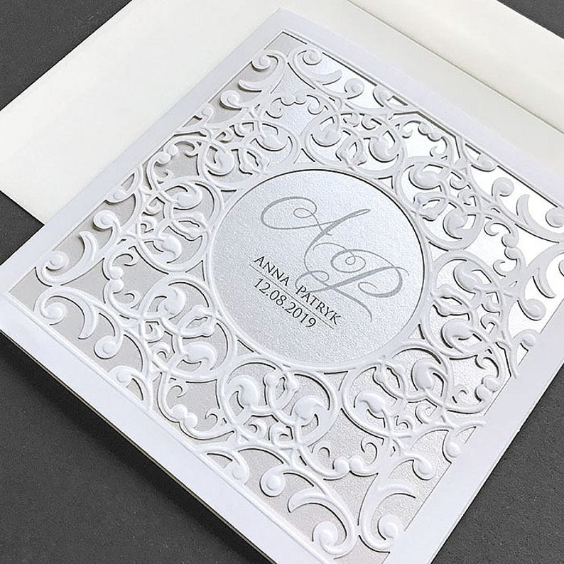 Wedding Invitation, Filigree Laser Cutout, Embossed - Etsy