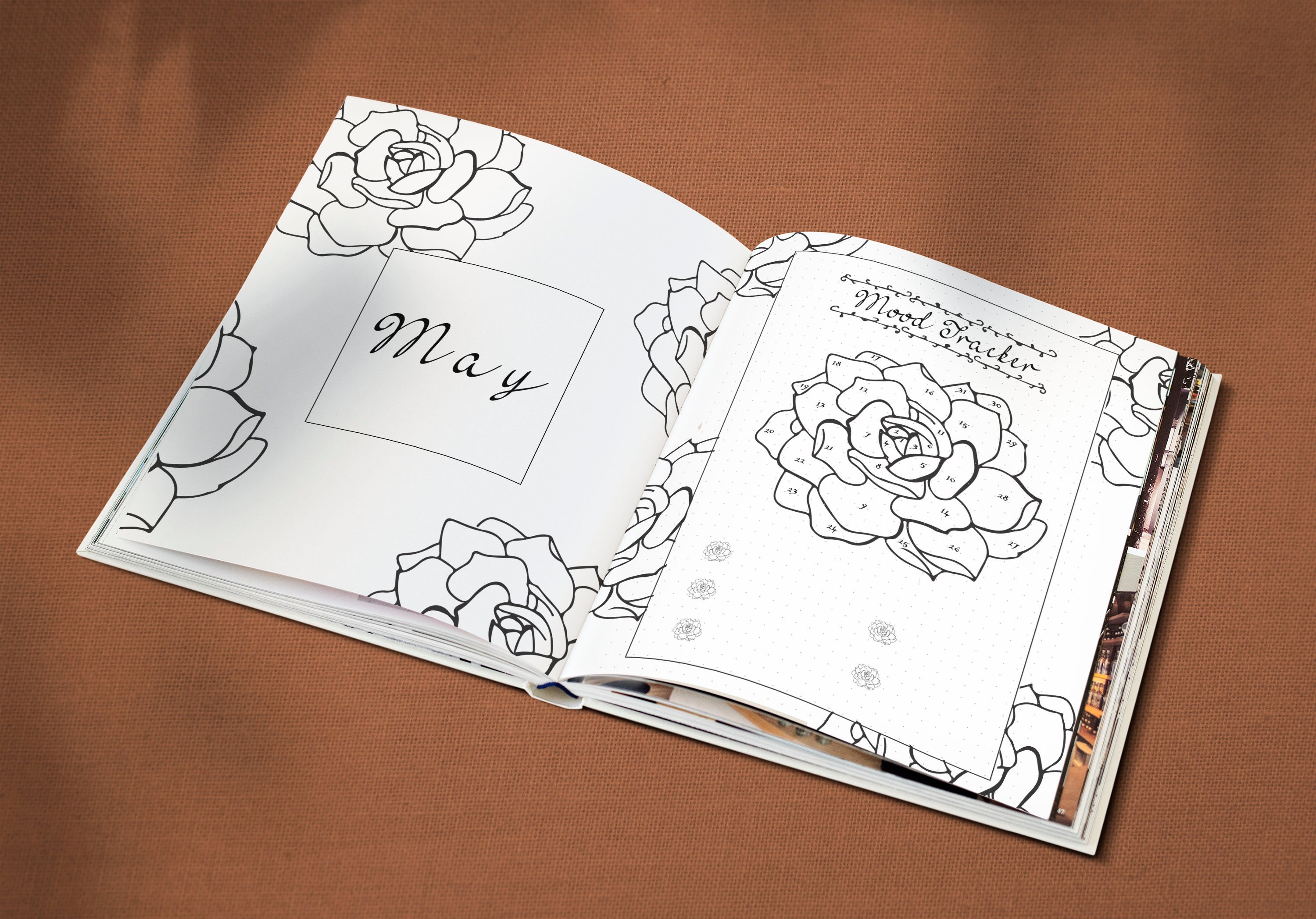 Rose Themed Mood Tracker, Bullet Journal, Mood Tracker, Daily Mood ...