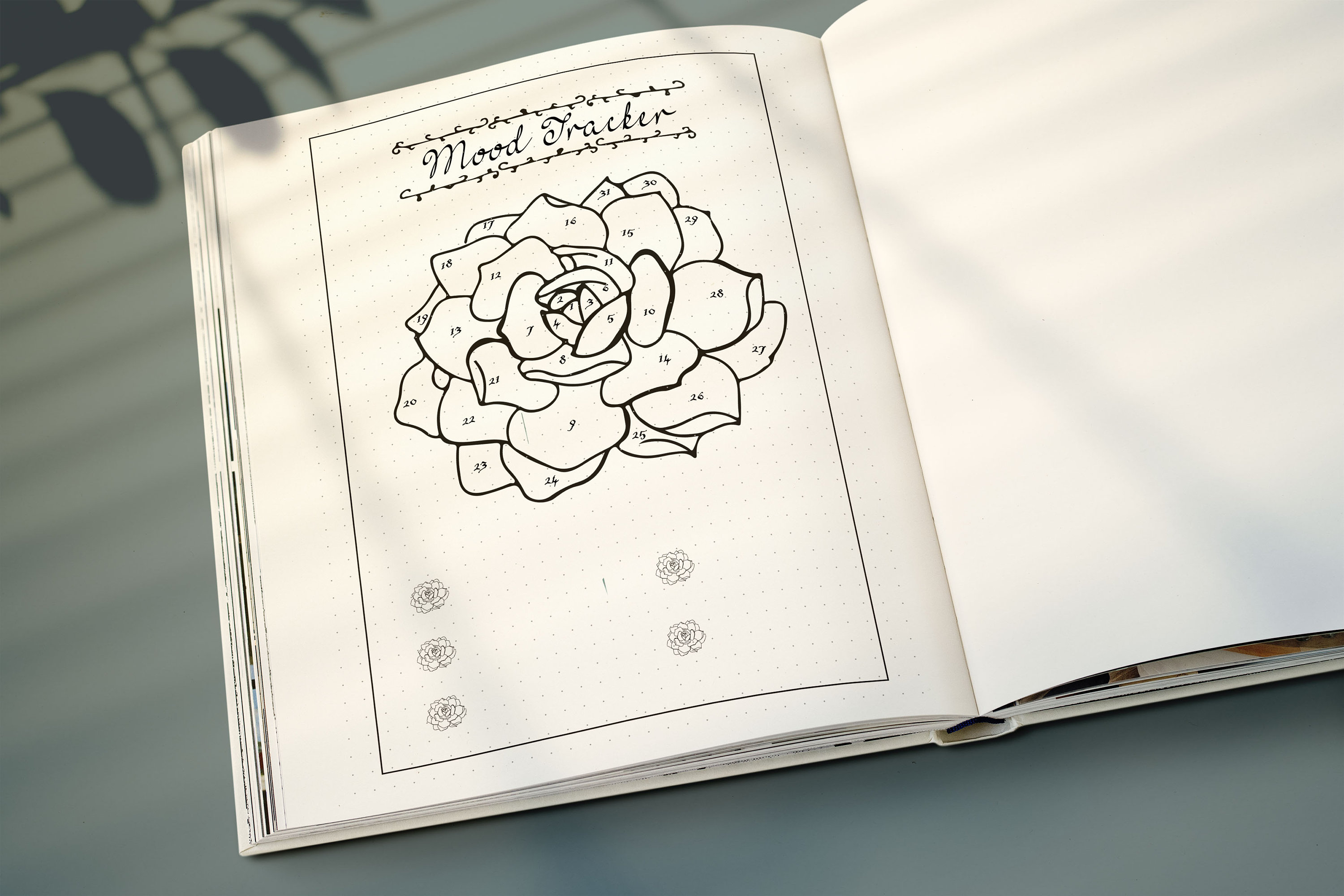Rose Themed Mood Tracker, Bullet Journal, Mood Tracker, Daily Mood ...