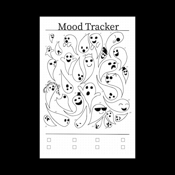 Ghost Themed Mood Tracker Ghost Tracker Mood Tracker - Etsy