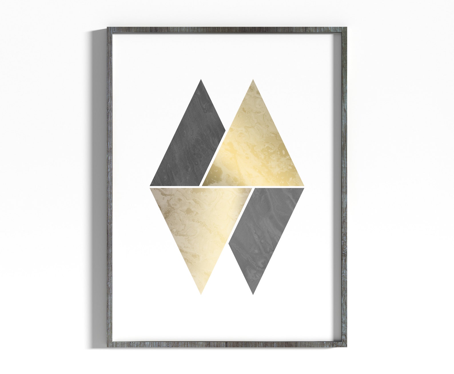 Gold & Grey Triangles Wall Art Print, Geometric Print, Printable Art ...
