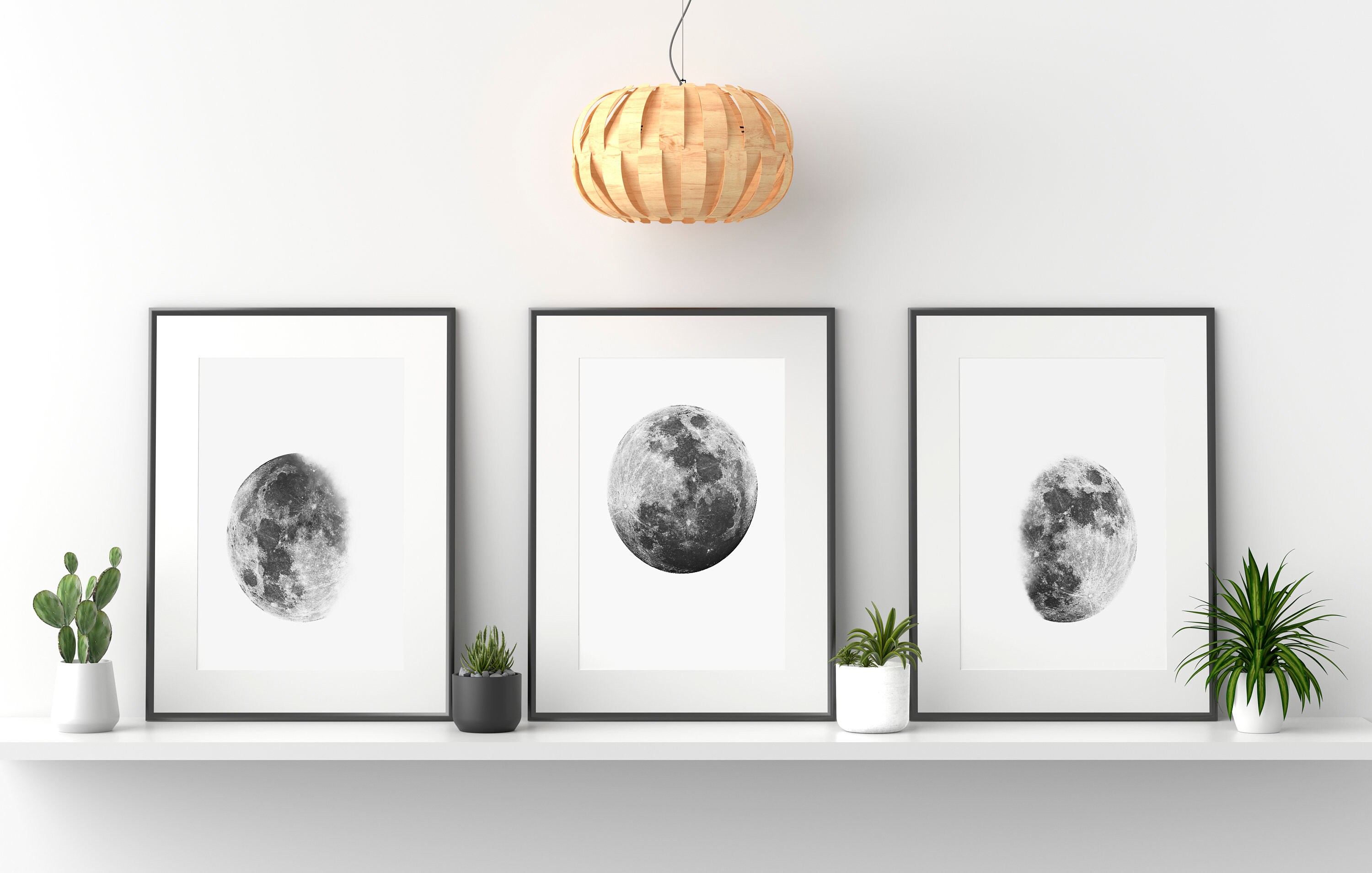 Moon Phases Set of 3 Moon Phases Poster Printable Wall Art - Etsy
