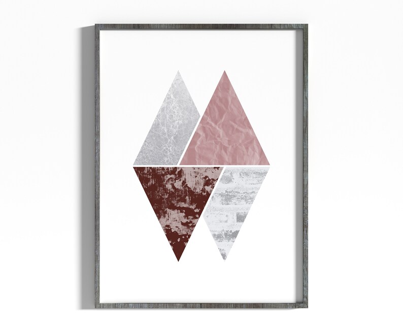 Burgundy Triangles Wall Art Print Minimalism Geometric - Etsy