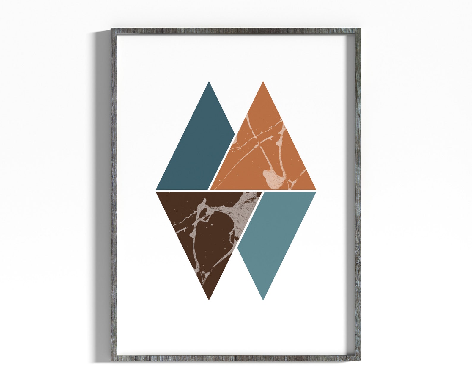 Turquoise Triangles Wall Art Print, Minimalism, Geometric Print ...
