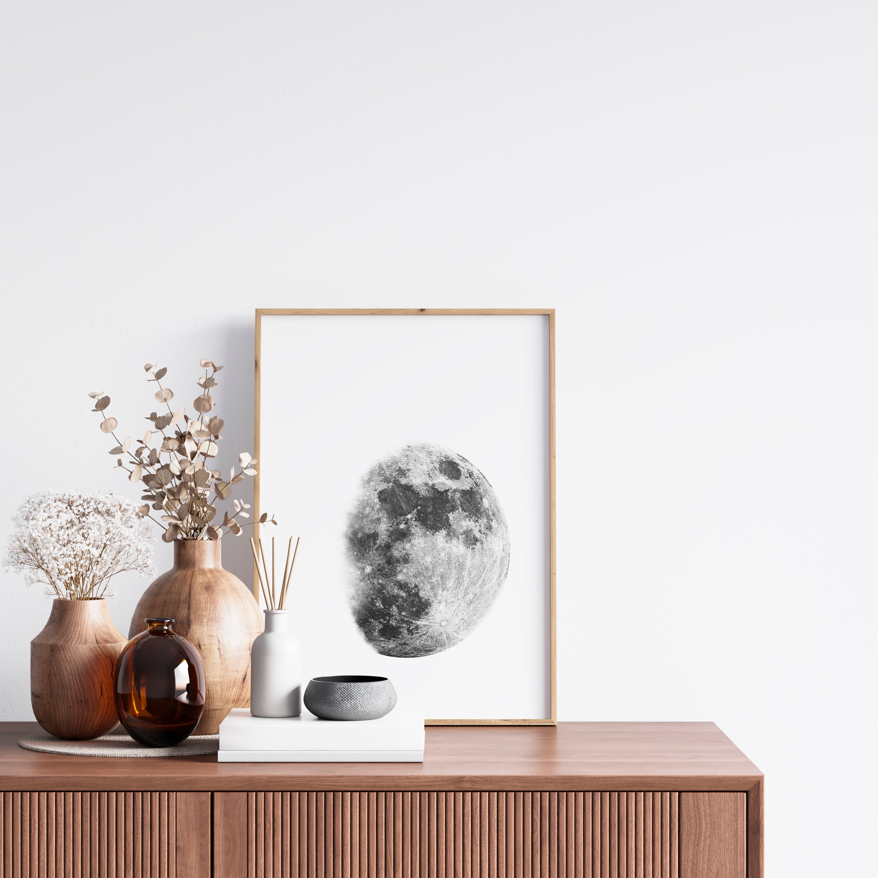 Moon Phases Set of 3 Moon Phases Poster Printable Wall Art - Etsy