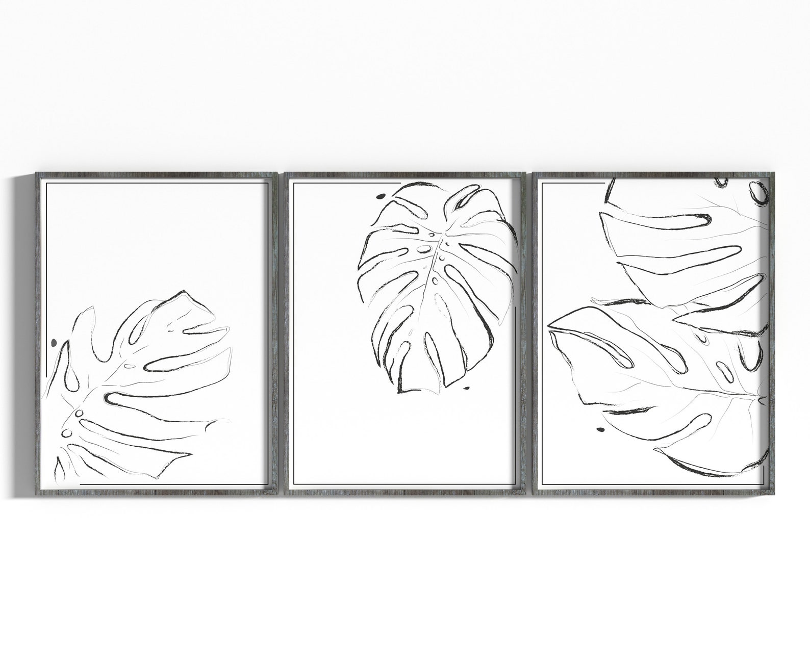 Botanical Monstera Leaf Print Monstera Leaf Line Drawing | Etsy