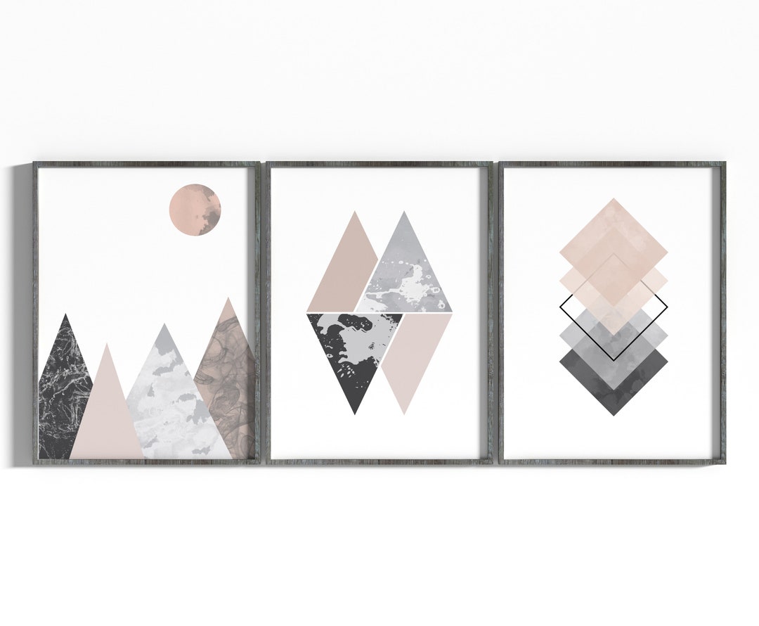 Pink & Grey Geometric Art Print Geometry Art Minimalism Art - Etsy