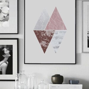 Burgundy Triangles Wall Art Print Minimalism Geometric - Etsy