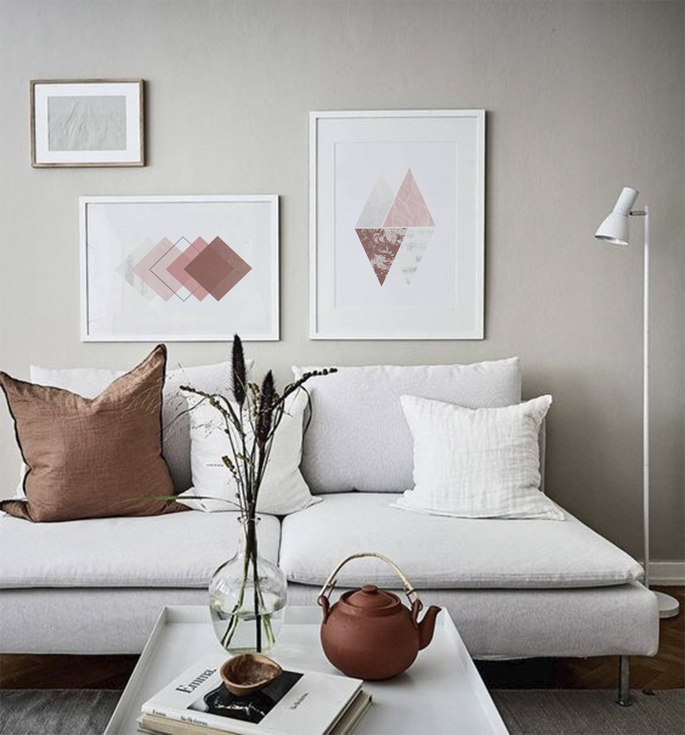 Burgundy Triangles Wall Art Print Minimalism Geometric - Etsy