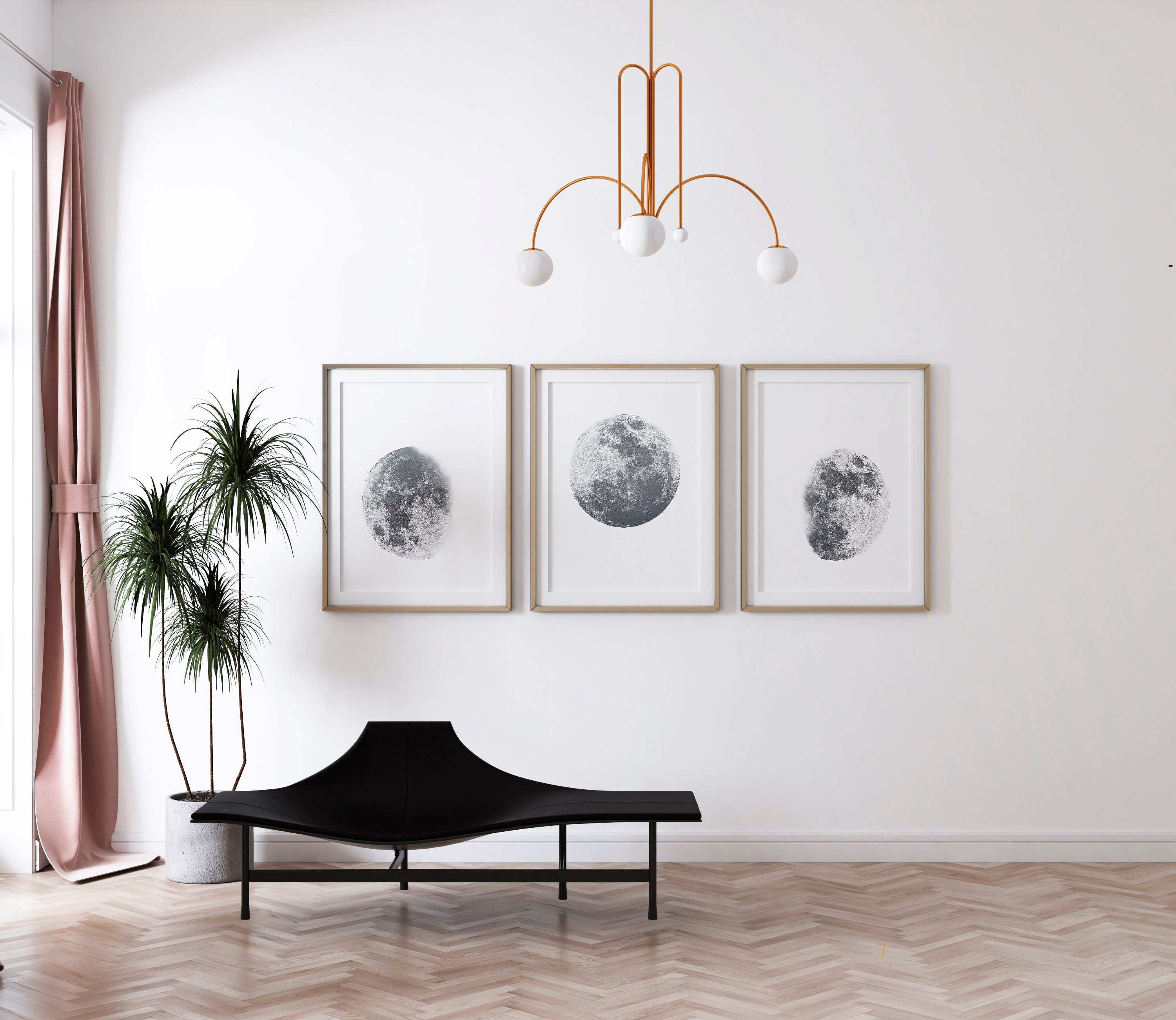 Moon Phases Set of 3 Moon Phases Poster Printable Wall Art - Etsy