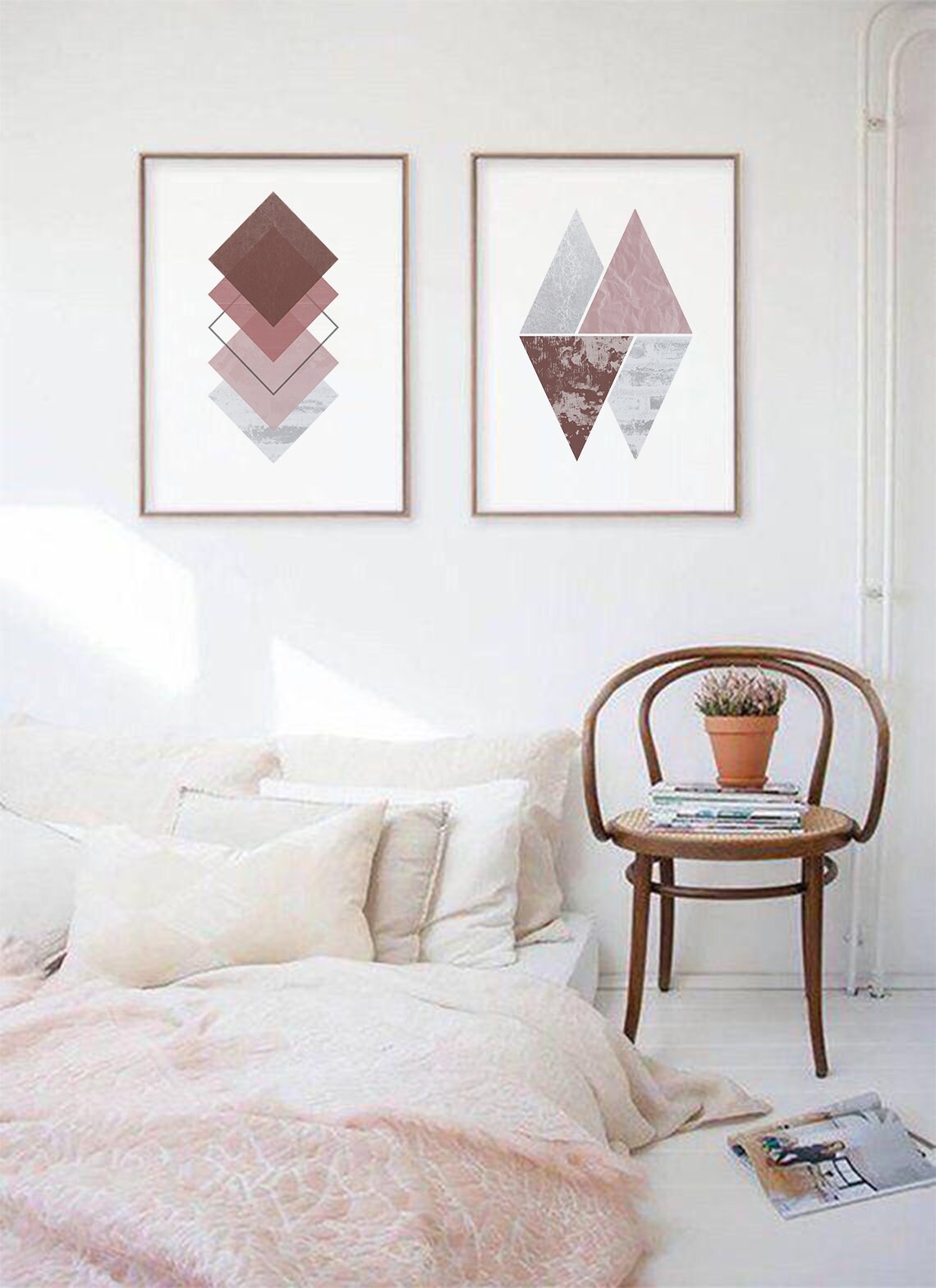 Burgundy Triangles Wall Art Print Minimalism Geometric - Etsy