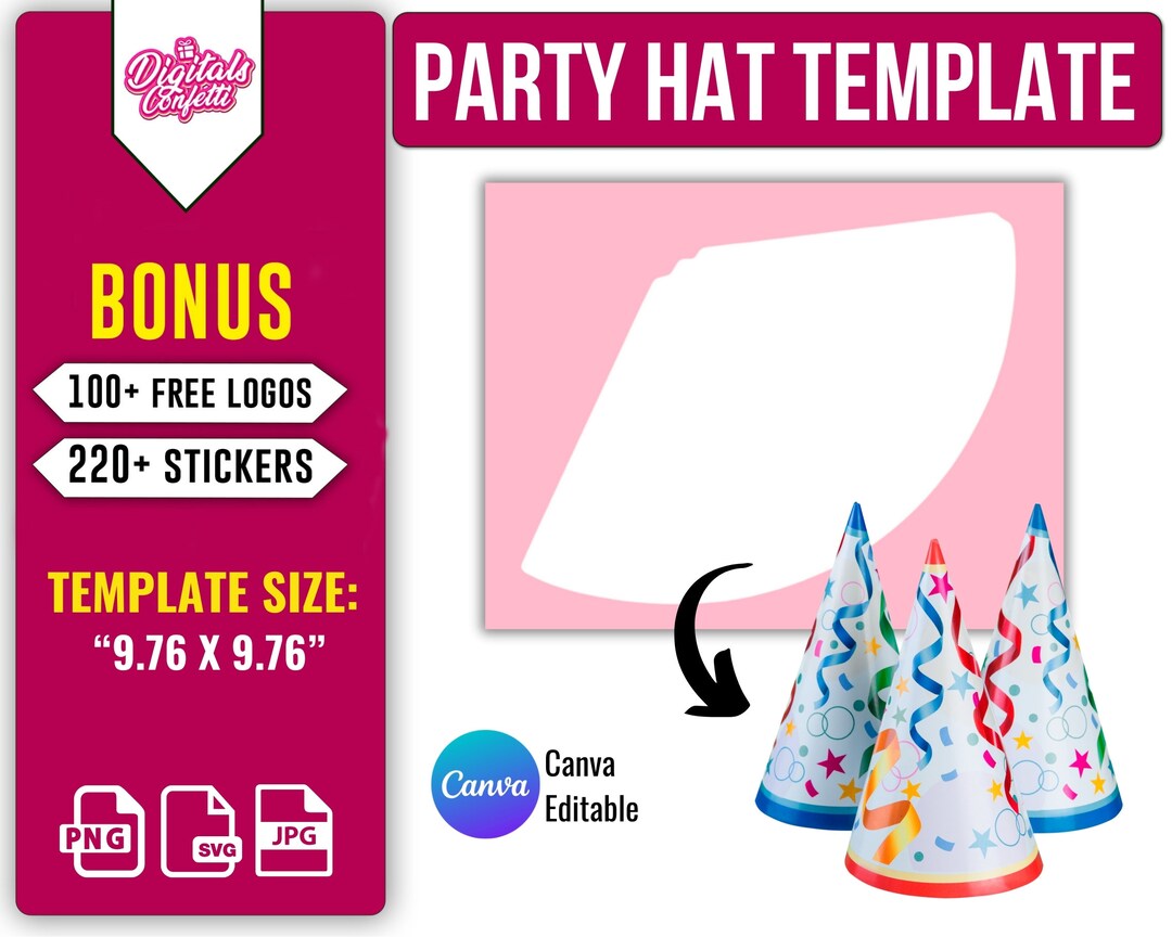Party Hat Template Birthday Hat Template Party Template Paper Hat ...