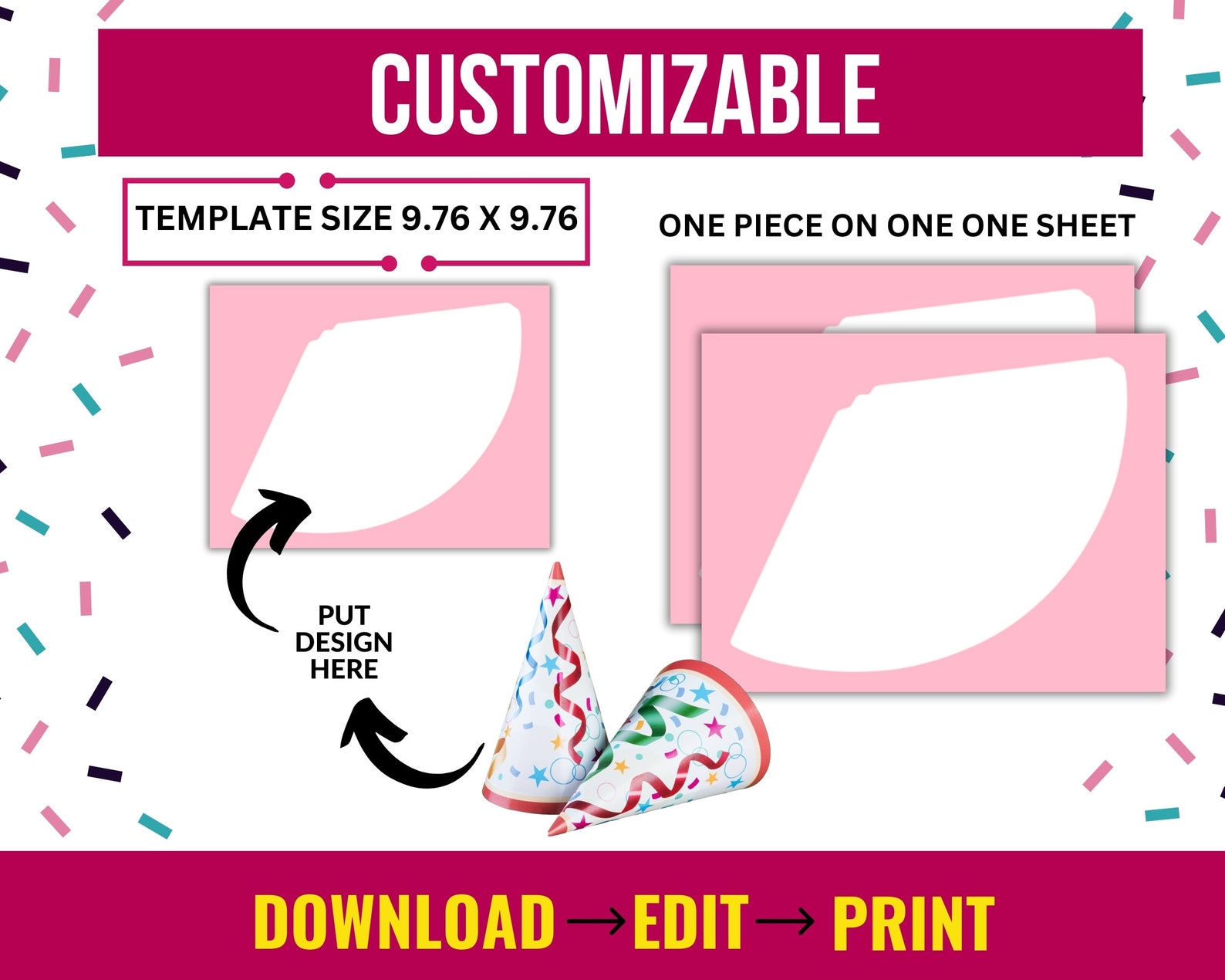 Party Hat Template | Birthday Hat Template | Party Template | Paper Hat ...
