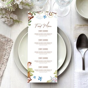 Editable Safari Menu Templates Party Favor Templates Safari Baby Shower ...