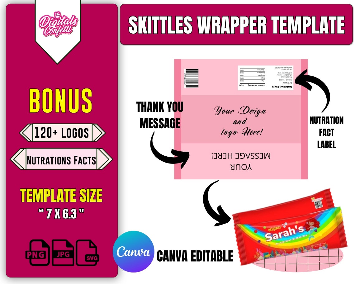 Skittles Wrapper Template Skittles Template Skittles Candy Wrapper ...