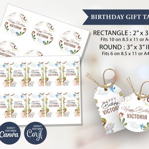 Printable Happy Birthday Tag, Birthday Party Favor Tags, Safari Animals ...