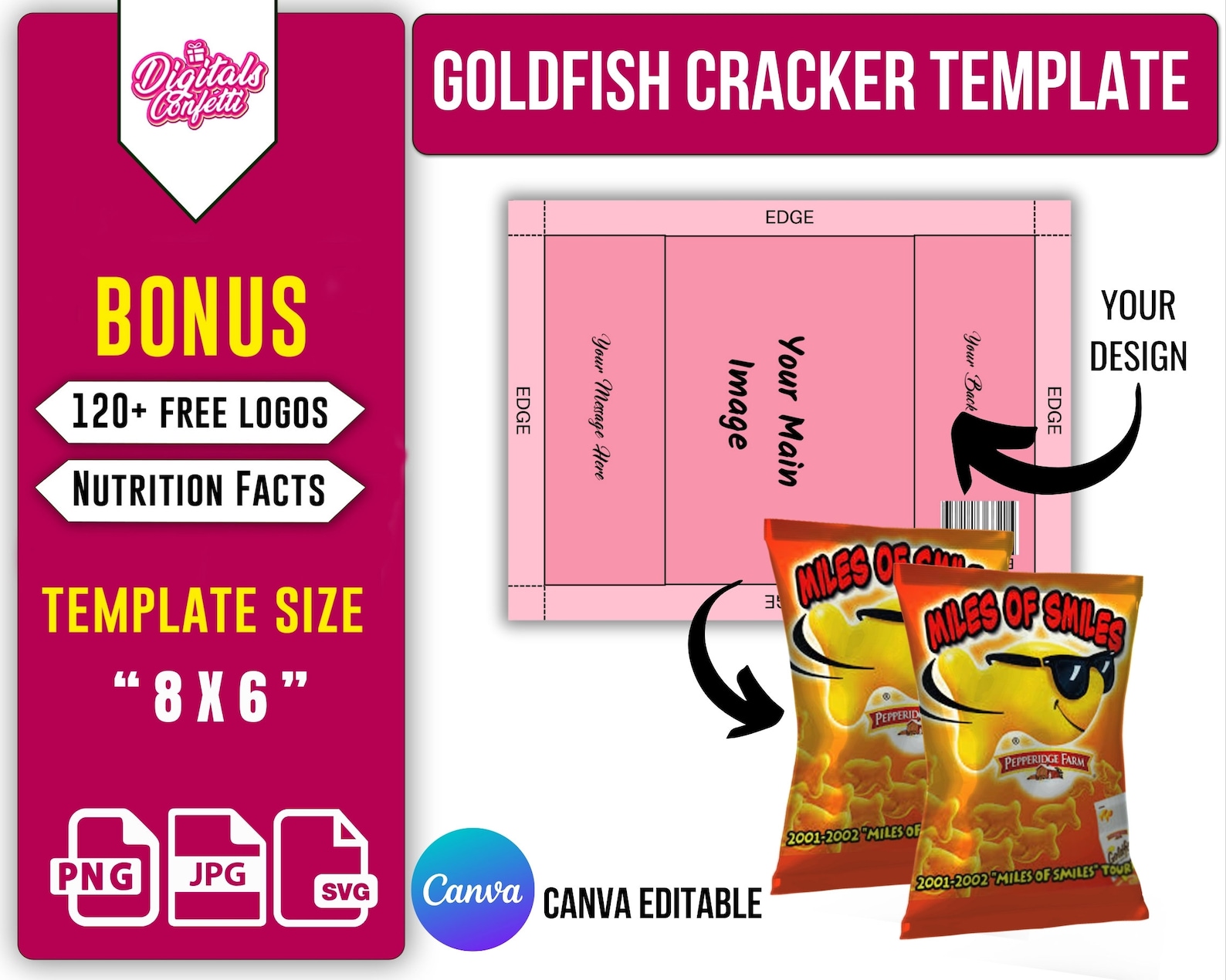 Goldfish Cracker Template Chip Bag Template Party Treats Party Favor ...