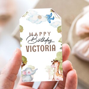 Printable Happy Birthday Tag, Birthday Party Favor Tags, Safari Animals ...