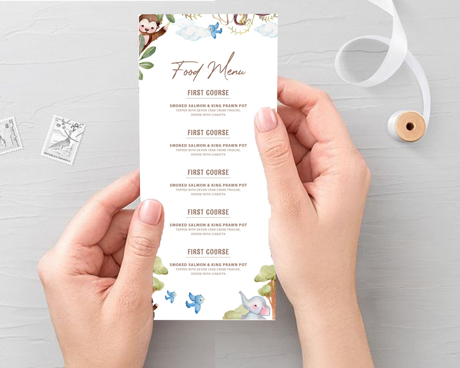 Editable Safari Menu Templates Party Favor Templates Safari Baby Shower ...
