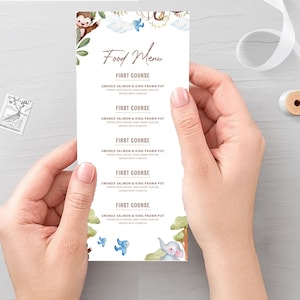Editable Safari Menu Templates Party Favor Templates Safari Baby Shower ...
