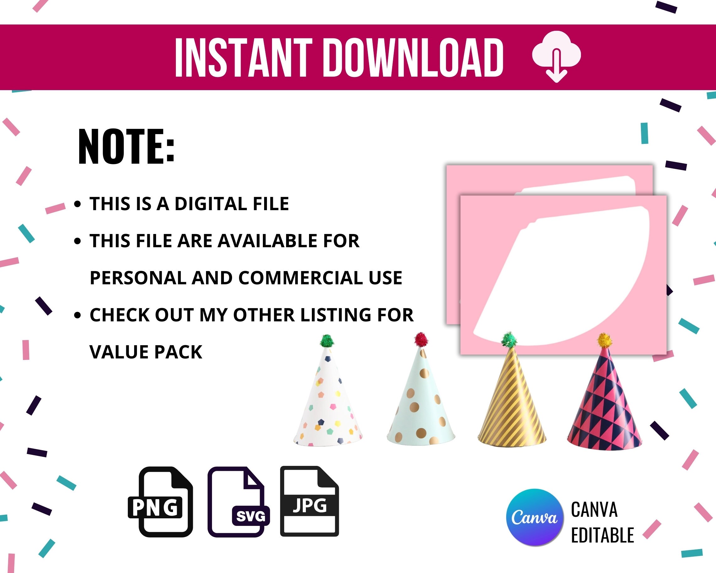 Party Hat Template Birthday Hat Template Party Template Paper Hat ...