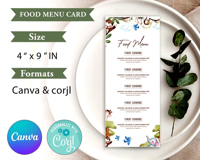 Editable Safari Menu Templates Party Favor Templates Safari Baby Shower ...