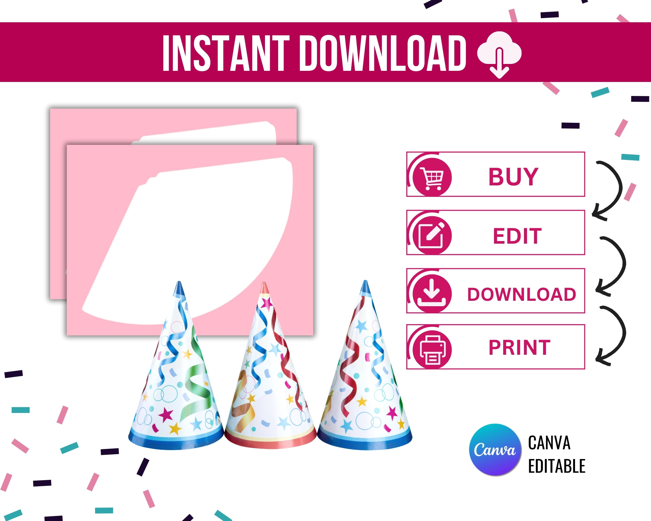 Party Hat Template Birthday Hat Template Party Template Paper Hat ...