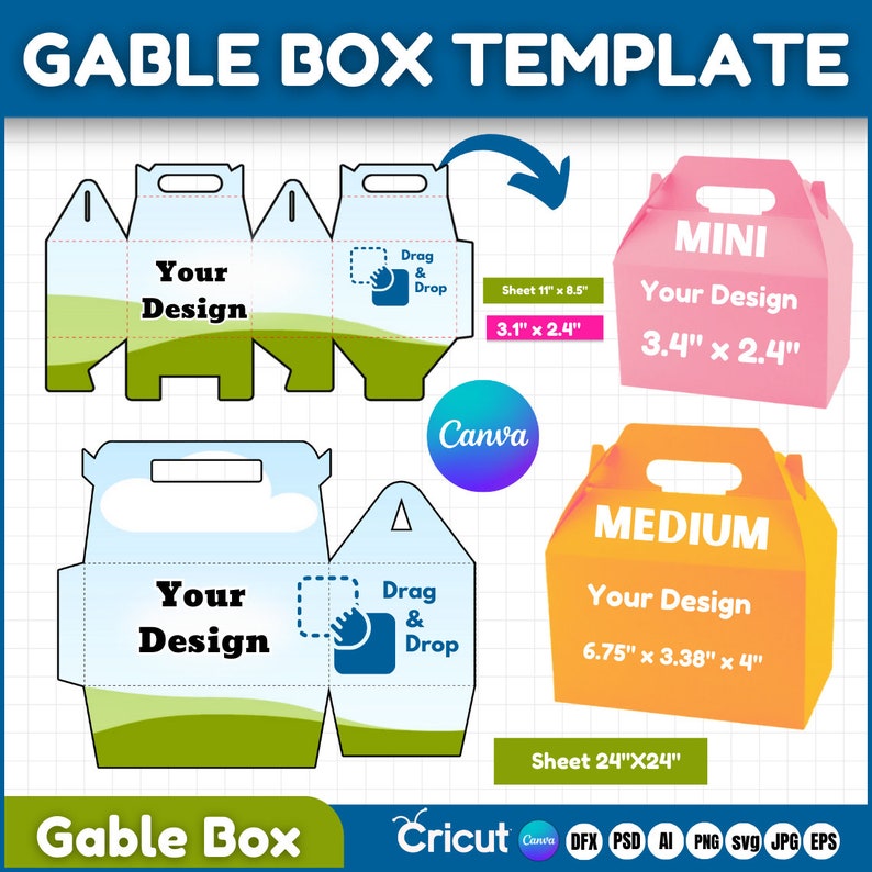 Gable Box Template Svg, Gable Box Template, Party Favor Box, Gable Box ...