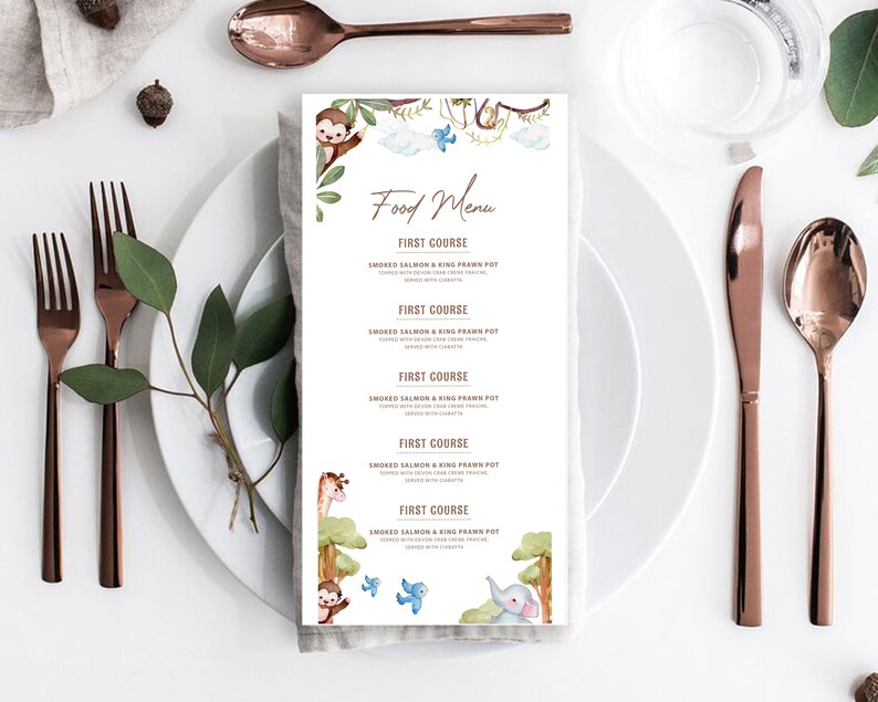 Editable Safari Menu Templates Party Favor Templates Safari Baby Shower ...