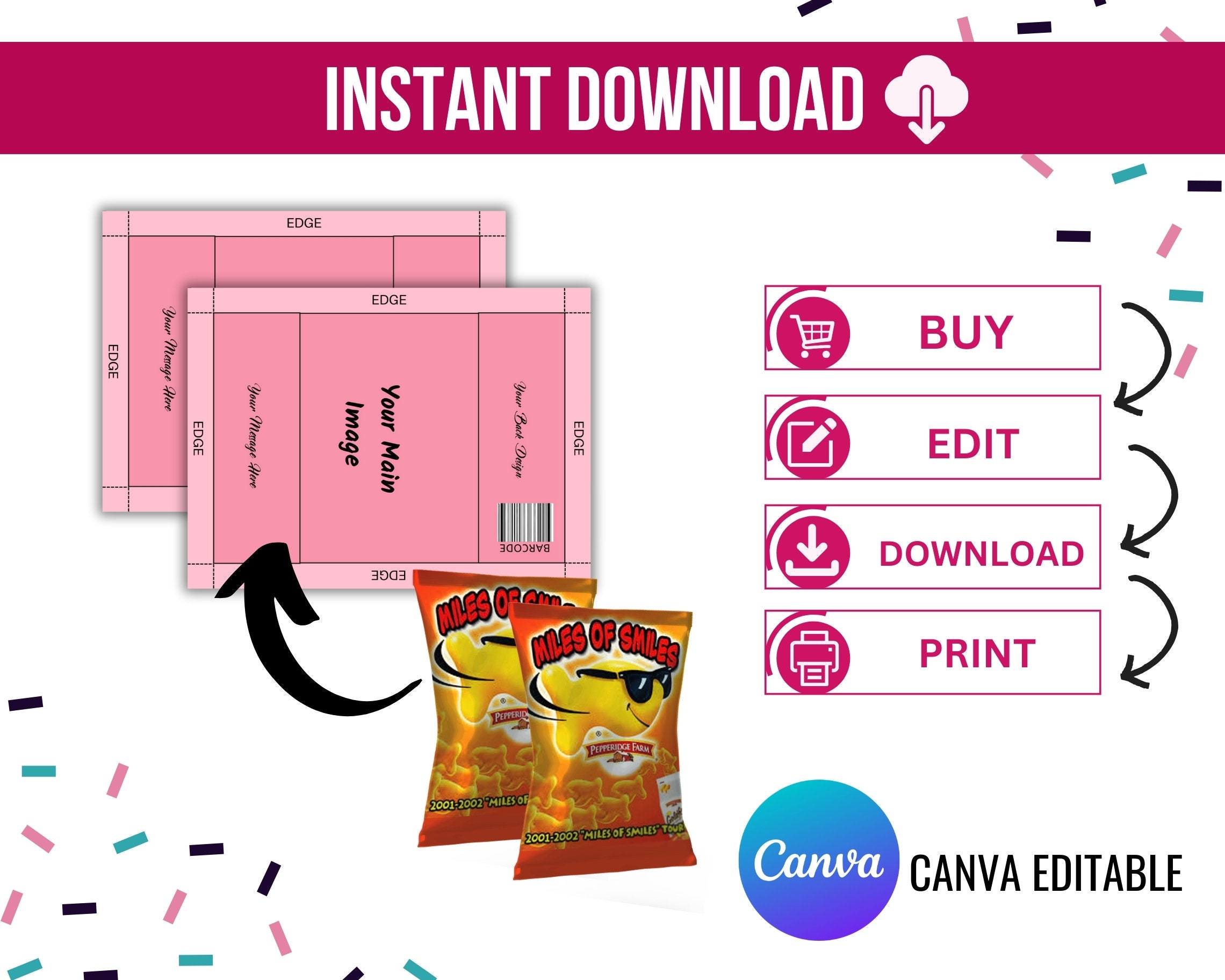 Goldfish Cracker Template Chip Bag Template Party Treats Party Favor ...