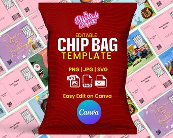 Chip Bag Template, Blank Chip Bag, Chip Bag Label, Party Chip Bag, Chip ...