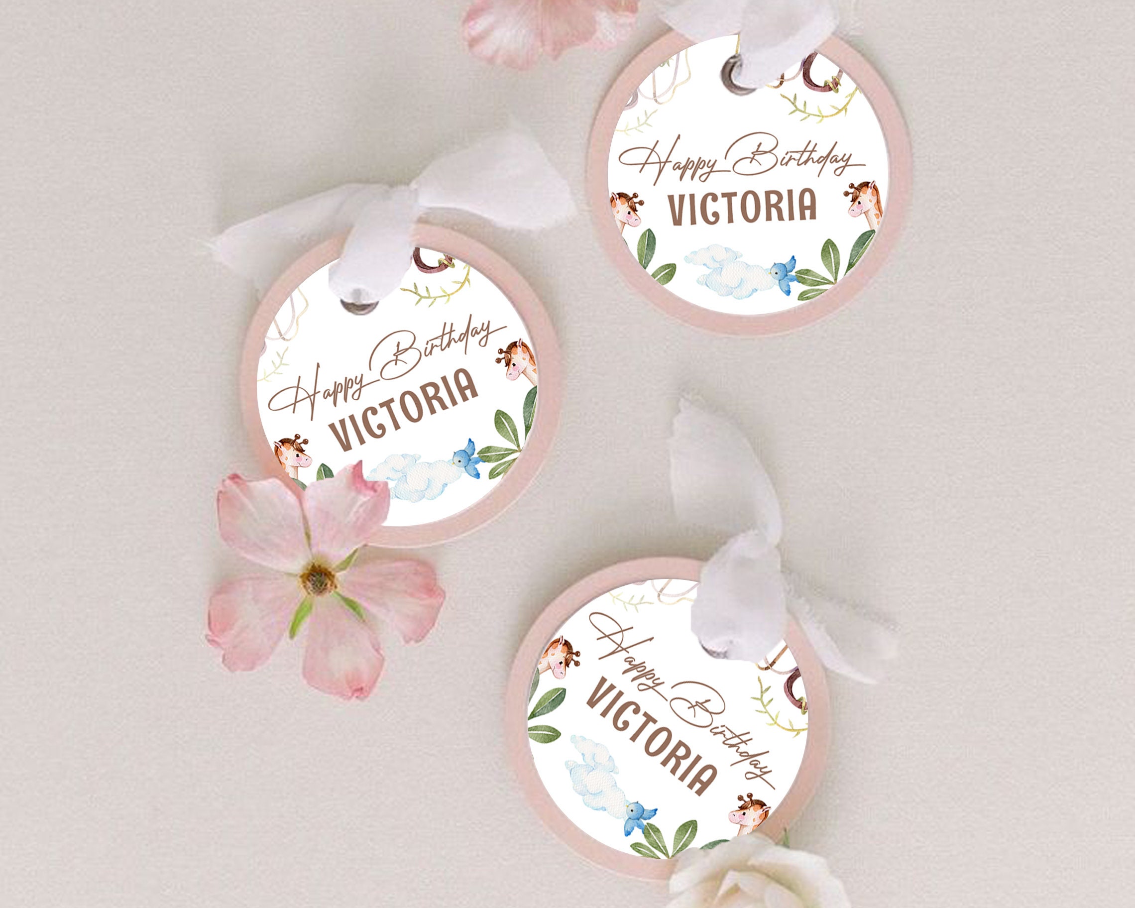 Printable Happy Birthday Tag, Birthday Party Favor Tags, Safari Animals ...