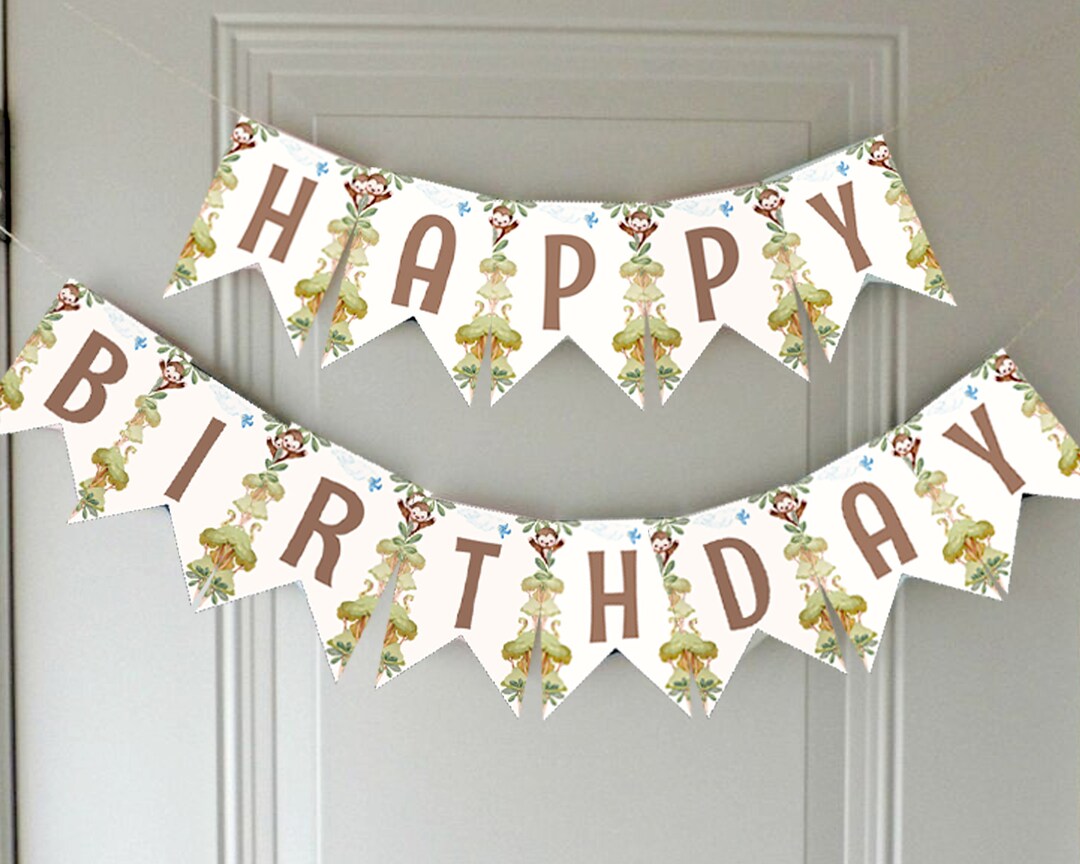 Editable Jungle Safari Animals Banner Jungle Baby Shower Banner ...
