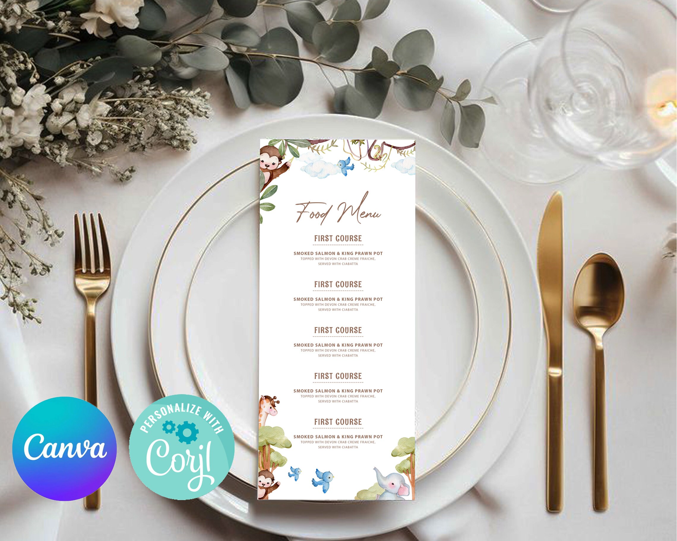 Editable Safari Menu Templates Party Favor Templates Safari Baby Shower ...