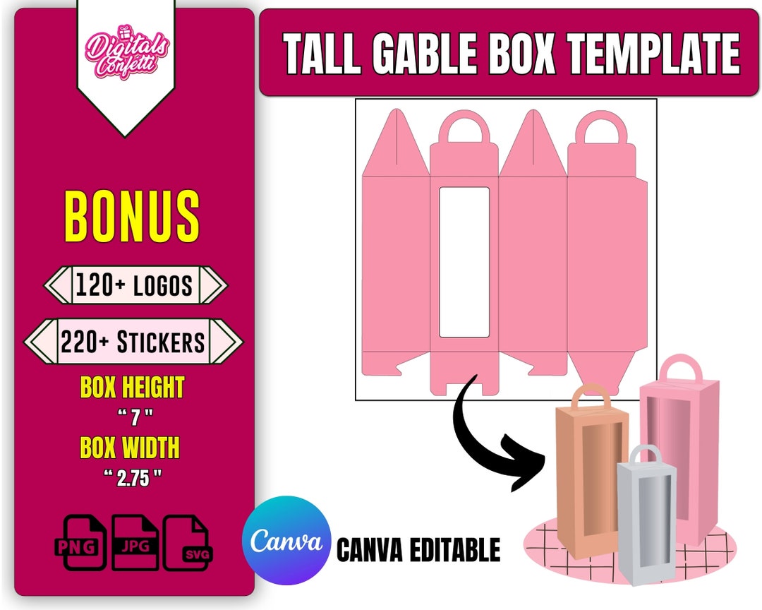 Gable Box Template Tall Gable Box Template Bundle Box Template Gift Box ...