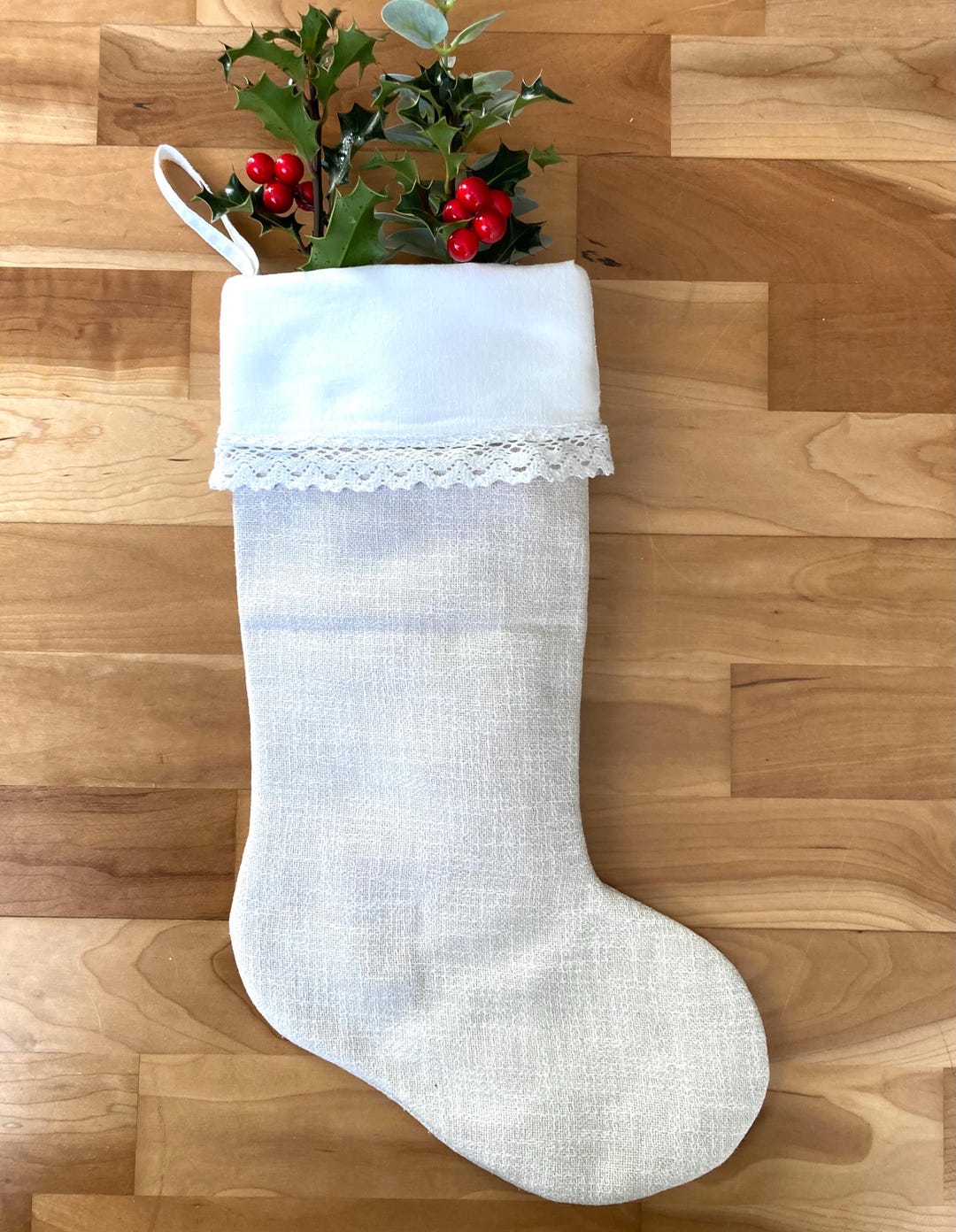 Santa Boot, Christmas Boot, Packaging, Santa Stocking, White, Beige - Etsy