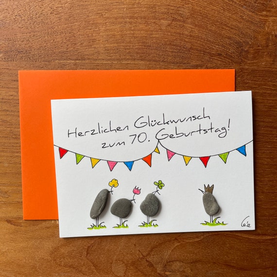 Steinkarte Herzlichen Glückwunsch zum 70. Geburtstag - Etsy.de