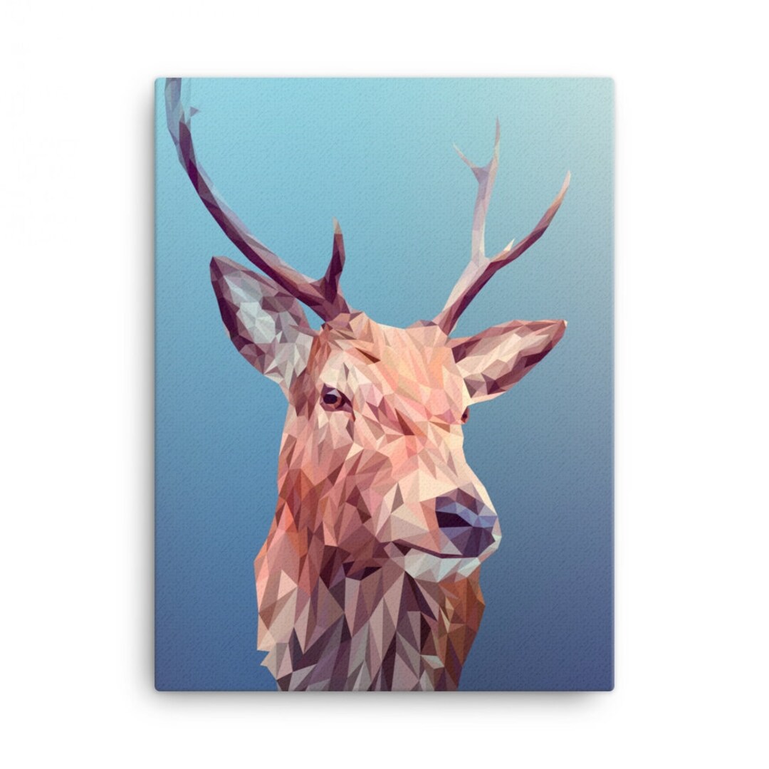 Leinwand-Kunst: Low Poly Art Majestätischer Hirsch vor - Etsy.de