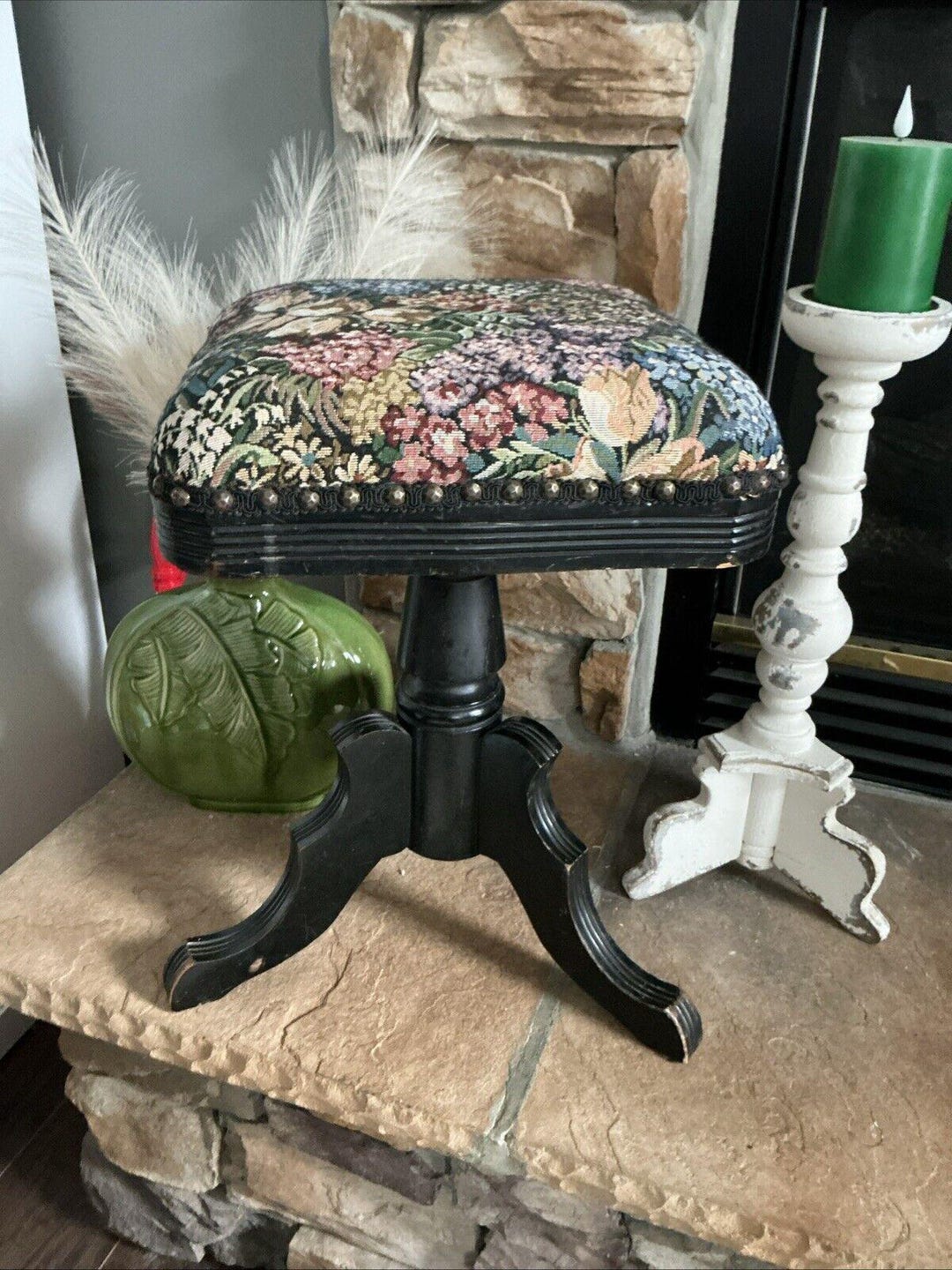 Vintage Antique Claw Foot Piano Stool With Tapestry Seat - Etsy